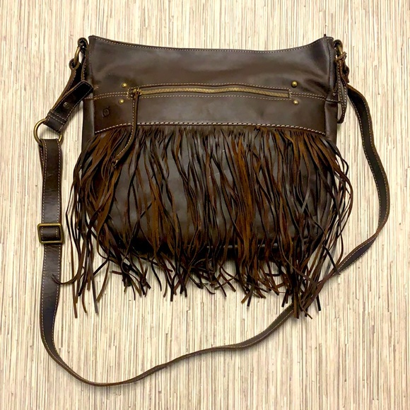 Born | Bags | Born Genuine Leather Fringe Adjust Strap Bag | Poshmark